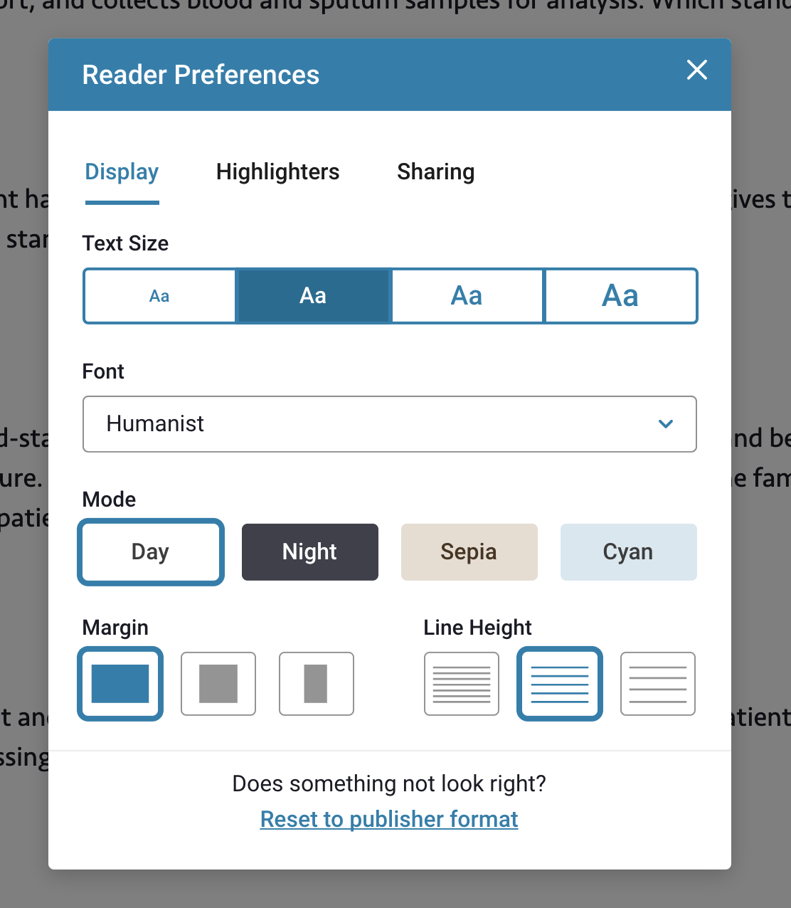 Bookshelf eTextBook Reader Preferences – VitalSource Support